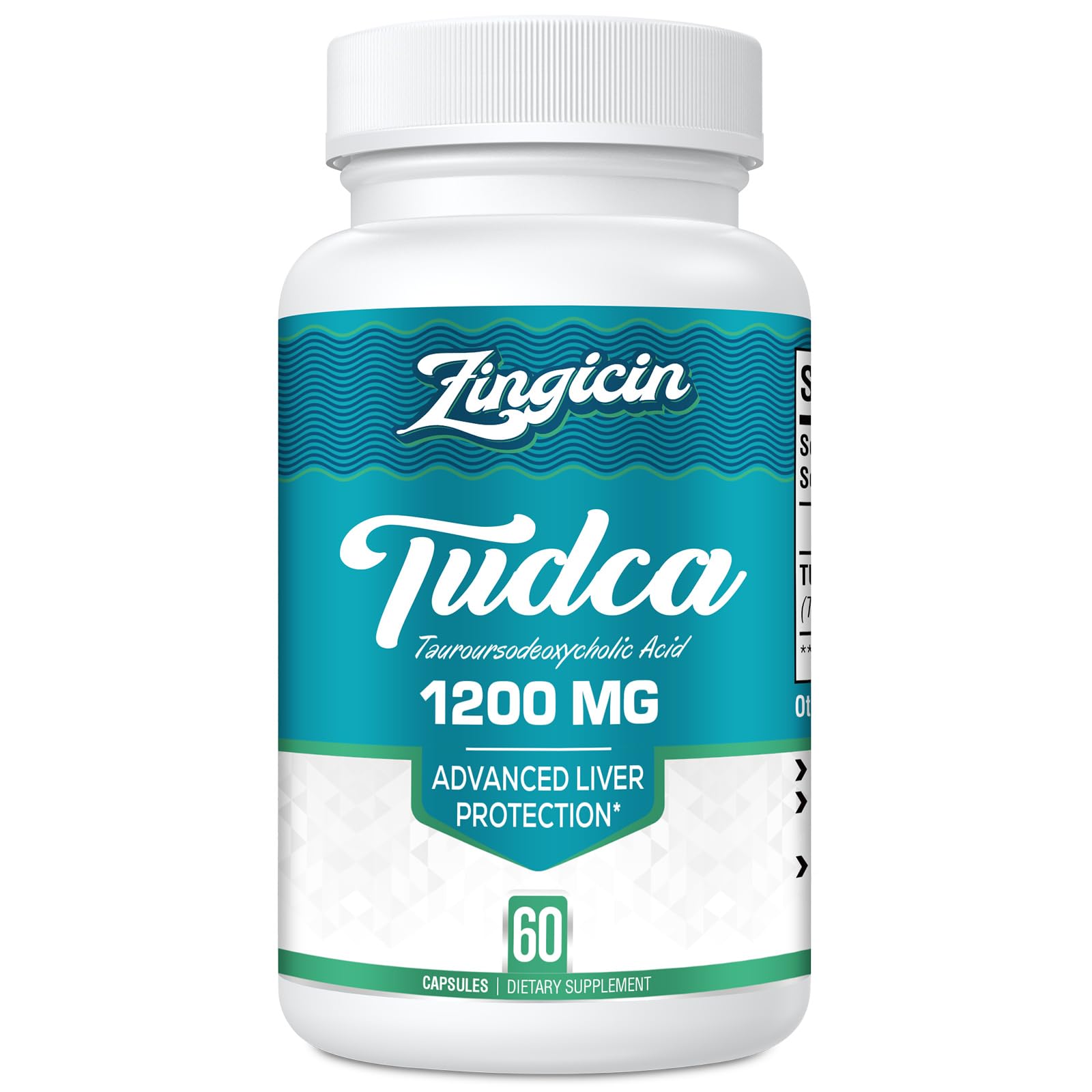 Zingicin TUDCA Supplement 1200mg - 60 Veggie Capsules,Powerful TUDCA Bile Salts Supplements for Liver,Digestion