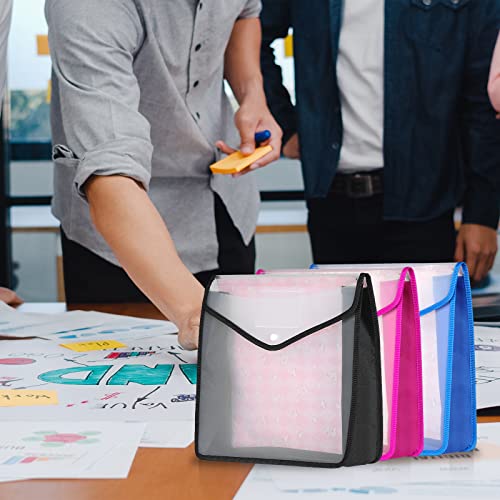 6 Pieces 12" x 12" Scrapbook Paper Organizer Storage Envelope Expanding Wallet Organizer Documents Folder with Snap Closure for Scrapbook Paper, Cardstock, Vinyl Paper, Photos