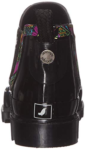 The SAK Women's Sakroots Rhyme Ankle Rainboot Rain Boot, Black with Rainbow Spirit Desert, 6 Medium US