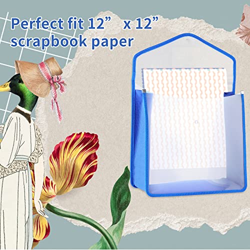 6 Pieces 12" x 12" Scrapbook Paper Organizer Storage Envelope Expanding Wallet Organizer Documents Folder with Snap Closure for Scrapbook Paper, Cardstock, Vinyl Paper, Photos