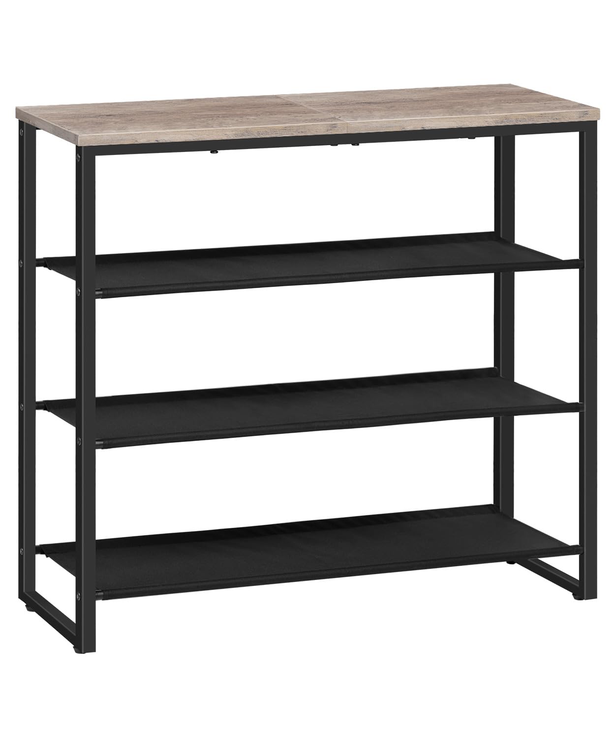 HOOBRO Shoe Rack, 4 Tier Shoe Storage Organizer with 3 Oxford Fabric Shelves and Top Panel, Holds 12-16 Pairs of Shoes for Entryway and Closet, Industrial, Greige BG47XJ01G1