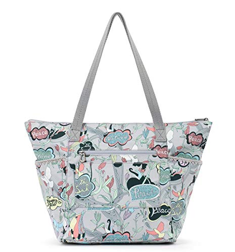 Sakroots Eco-Twill Tacoma Tote, Lt. Grey Peace Print