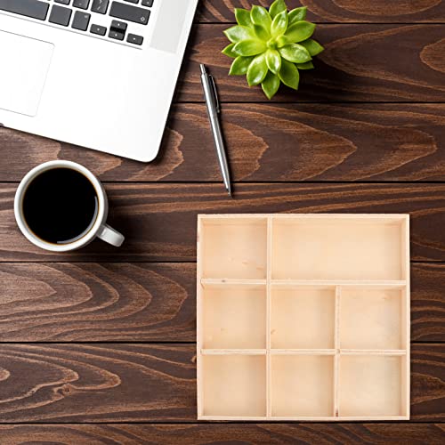 EXCEART 2pcs Wood Tray Box for Craft Compartments Wooden Divided Boxes Succulents Flower Pot Desktop Storage Box Holder Display Tray for Jewelry Ornaments