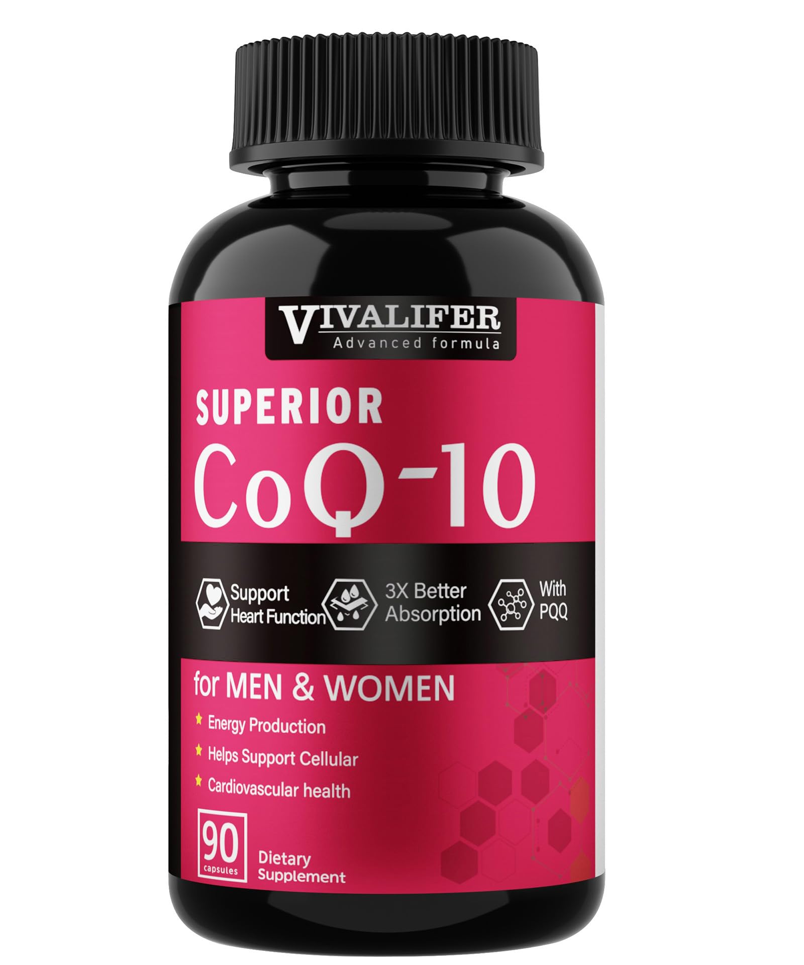 VIVALIFER CoQ10 300mg - High Potency Coenzyme Q10 Supplement for Antioxidant, Energy Production & Heart Function - 90 Softgels