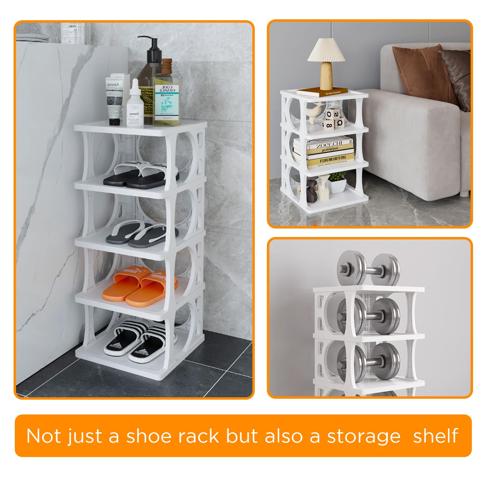 Jollebone Upgraded 14 Tier Shoe Storage, Flexible Combination Shoe Rack, Stackable Shoe Organizer for Closet Plastic Vertical Shoe Holder for Entryway Space Saving Narrow Shoe Cabinet (Black)