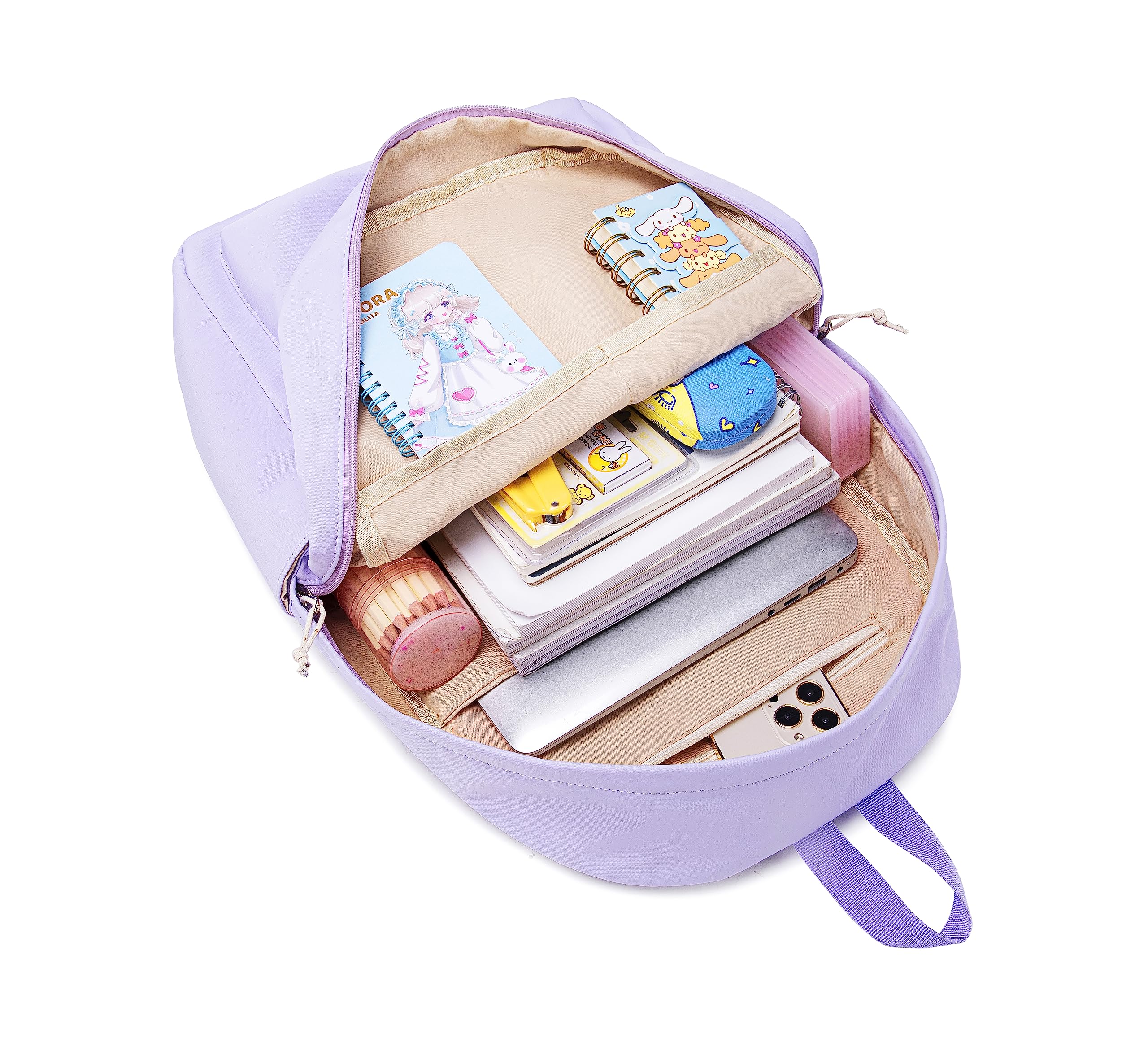 Bluboon School Backpack Set Girls Womens Laptop Bookbag Casual Daypack Fits 15 inch Laptop with Lunch Tote Bag and Pencil Bag(Purple-3 set)