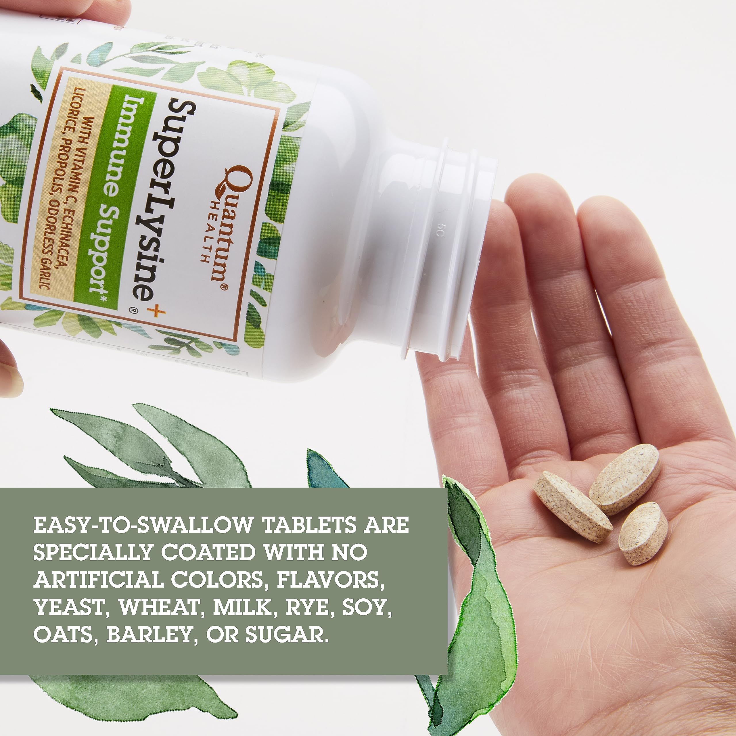 Quantum Health Super Lysine+ / Advanced Formula Lysine+ Immune Support with Vitamin C, Echinacea, Licorice, Propolis, Odorless Garlic (180 Tablets), Packaging may vary