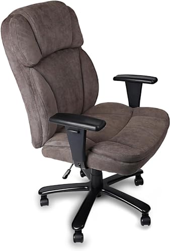 CLATINA Ergonomic Velvet Big and Tall Executive Office Chair with Upholstered Swivel 400lbs High Capacity Adjustable Height Thick Padding Headrest and Armrest for Home (Brown)