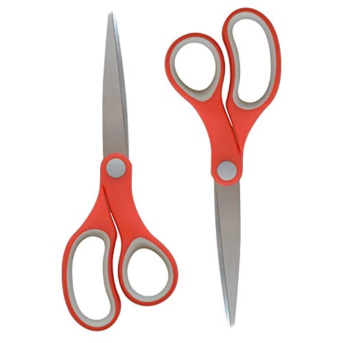 Westcott 55846 7-Inch School Scissors, All-Purpose Heavy-Duty Scissors for Crafting, School and Work, Red/Gray, 2 Pack