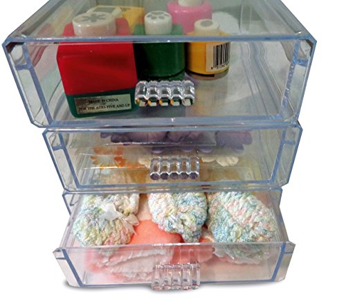 Clear Acrylic Stackable Organizing Drawer For Makeup, Jewelry, Scrapbook Supplies, Bobbins,