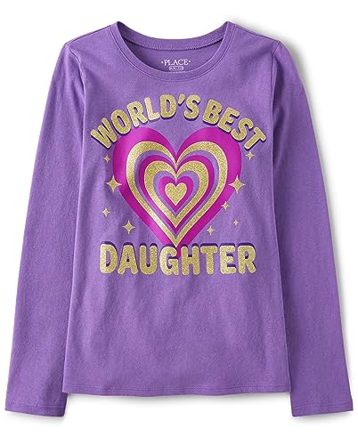 The Children's Place Girls Assorted Everyday Long Sleeve Graphic T-Shirts World's Best Daughter Small