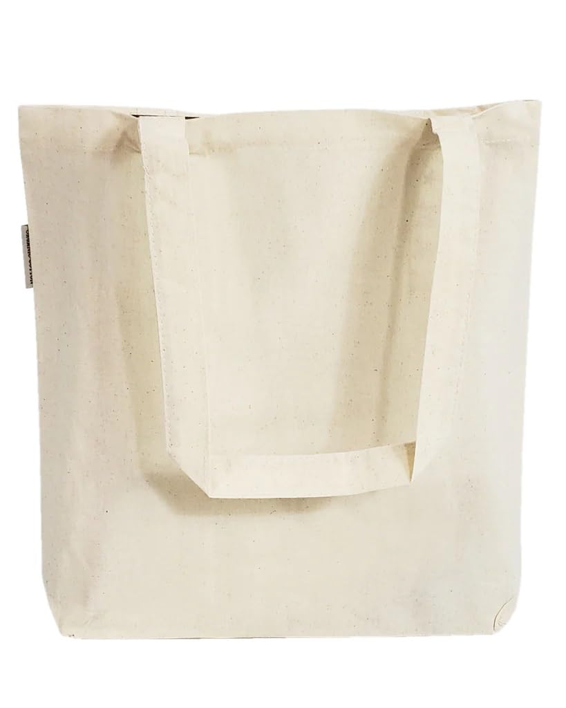 12 Pack Wholesale Organic Canvas Tote Bags Bulk with Handles, GOTS Certified Organic Cotton Totes Reusable Blank Cloth Fabric Bag