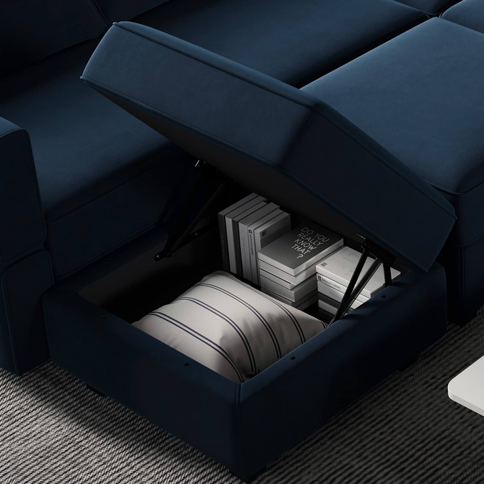 Belffin Modular Sectional Sofa with Double Chaise Velvet U Shaped Sofa Reversible Sectional Couch with Storage Blue