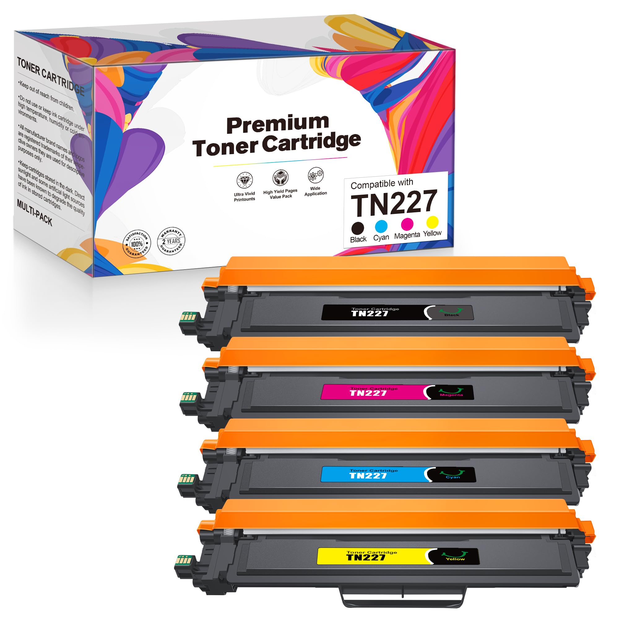 TESSO Compatible Toner Cartridge Replacement for Brother TN227 (Yellow, Cyan, Black, Magenta)