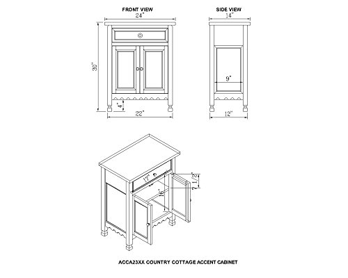 Rustic Cottage Accent Cabinet with 1 Drawer and 2 Doors in Blue Antique Finish for Living Room - Assembly Req'd., Distressed Wood, Adjustable/Removable Shelf