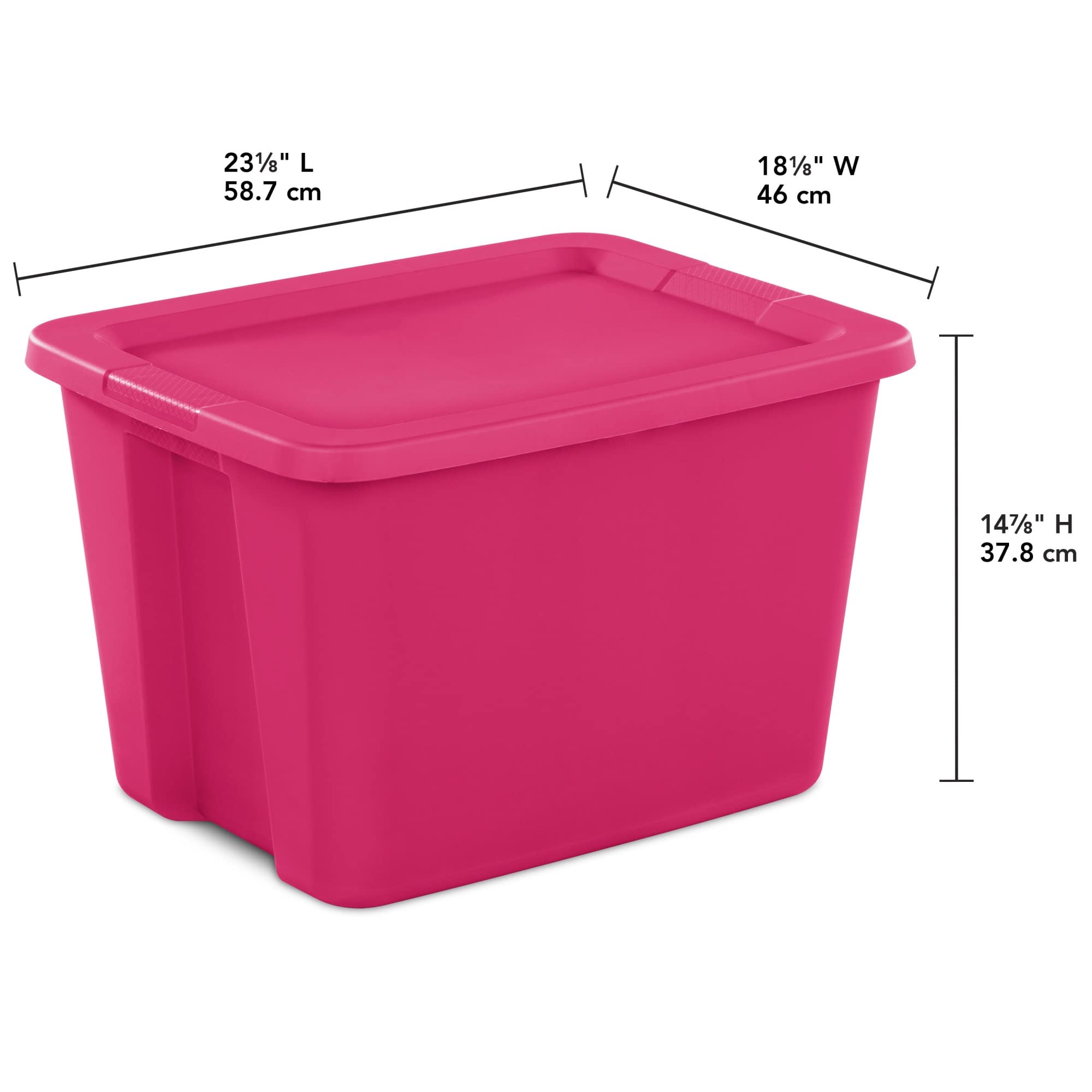Birsppy 18 Gallon Tote Box Plastic, Fuchsia, Set of 8