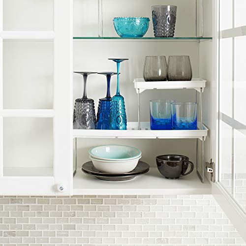 madesmart Large Stacking Shelf - Clear | CABINET COLLECTION | Organizer for Cabinet or Counter | Collapsible Legs for Storage | Non-slip Rubber Feet | BPA Free