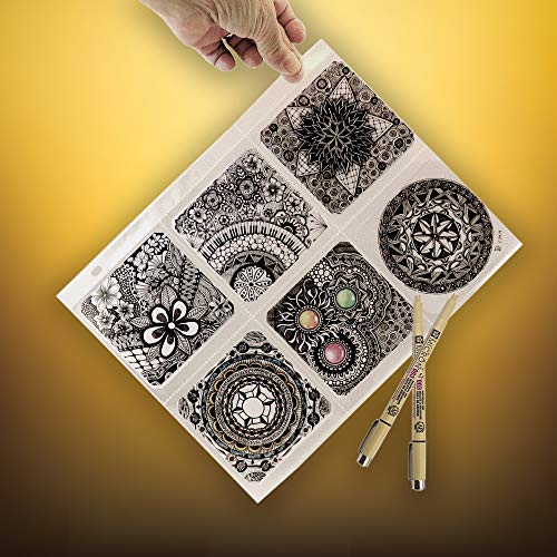 Zentangle Tiles Storage Pages for 3.5"x3.5" Zentangle Artist Tiles - 6 Pocket Top Loading for 3-Ring Binders / 20 Pages per Pack/Holds 240 Zentangle Tiles