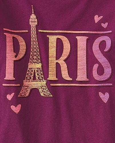 The Children's Place Girls Assorted Everyday Long Sleeve Graphic T-Shirts,Multipacks New York City/Paris 2-Pack Large