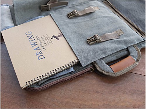 Tanchen 4K Canvas Artist Portfolio Carry Shoulder Bag Multifunctional Drawboard Bags for Drawing Sketching Painting (Army Green)
