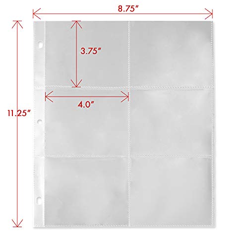 Zentangle Tiles Storage Pages for 3.5"x3.5" Zentangle Artist Tiles - 6 Pocket Top Loading for 3-Ring Binders / 20 Pages per Pack/Holds 240 Zentangle Tiles