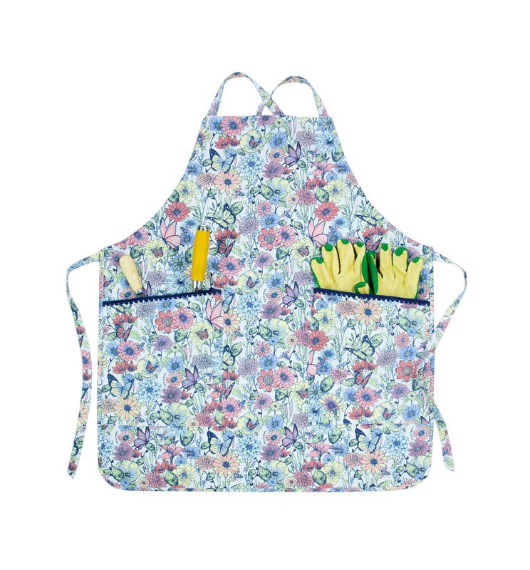 Sakroots Green Thumb Pocket Apron in Eco-Twill, Gardening Apron, Multi In Bloom