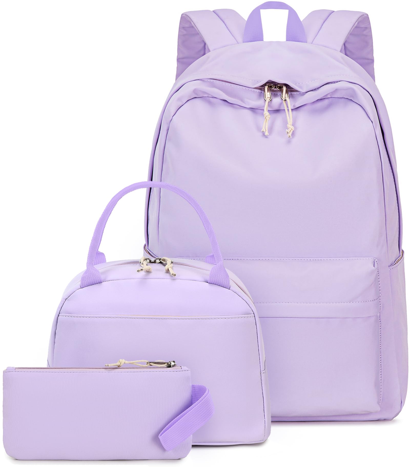 Bluboon School Backpack Set Girls Womens Laptop Bookbag Casual Daypack Fits 15 inch Laptop with Lunch Tote Bag and Pencil Bag(Purple-3 set)