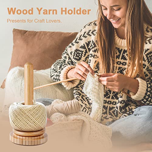 Joyeee Wood Yarn Holder with Twirling Mechanism Classic,Knitting Embroidery Accessory with Crochet Hook,Craft & Sewing Supplies
