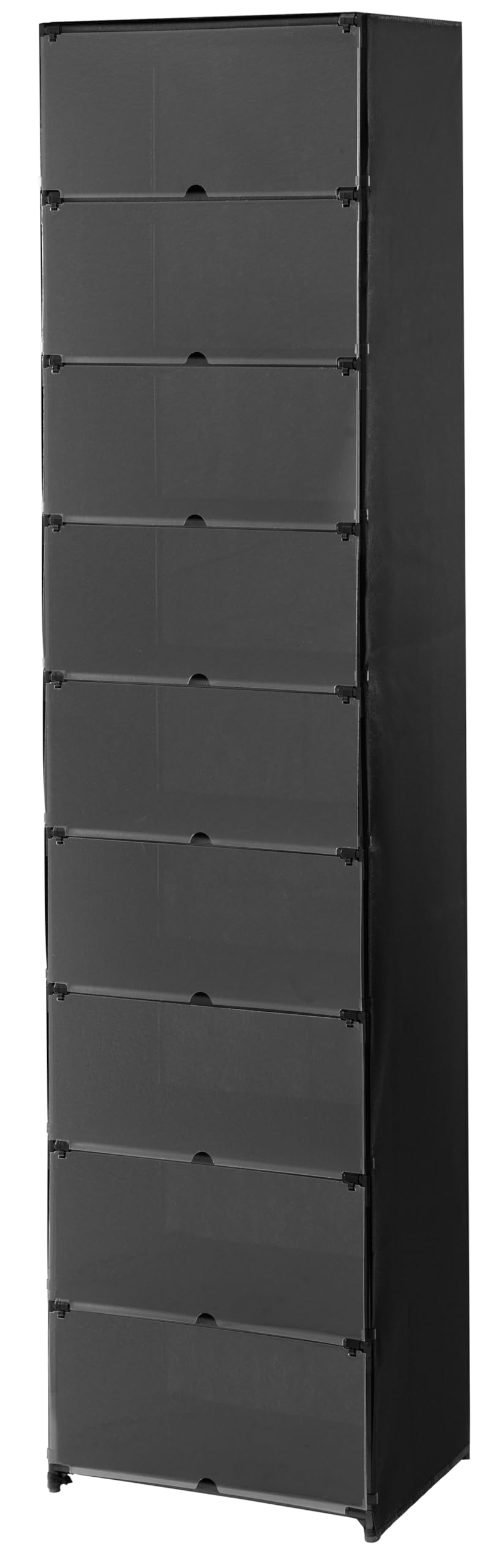 fiducial home 9 Tiers Tall Narrow Shoe Storage Cabinet for Entryway 18 Pairs High Top Shoe Cubby Container Bin with Clear Lid,Fit Size 12