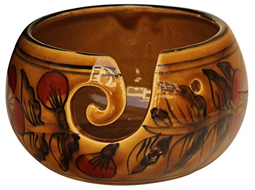 Ceramic Yarn Bowl Large Multicolored Floral Yarn Bowl for Knitting Decorative Yarn Balls for Crochet by ABHANDICRAFTS
