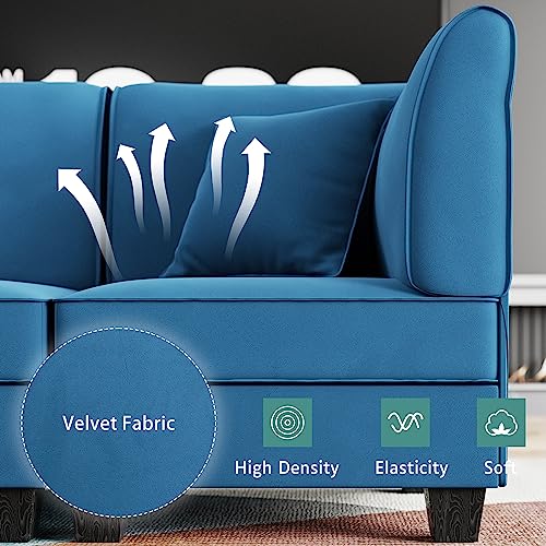 Shintenchi Reversible Modular Sectional Sofa Couch,116" Velvet U-Shaped Sectional Couch Sofa with Ottomans, 6 Pieces Modular Large Sectional Sofa Set for Living Room,Blue