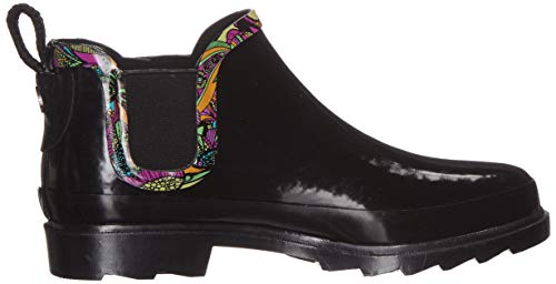 The SAK Women's Sakroots Rhyme Ankle Rainboot Rain Boot, Black with Rainbow Spirit Desert, 6 Medium US