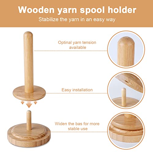 Joyeee Wood Yarn Holder with Twirling Mechanism Classic,Knitting Embroidery Accessory with Crochet Hook,Craft & Sewing Supplies