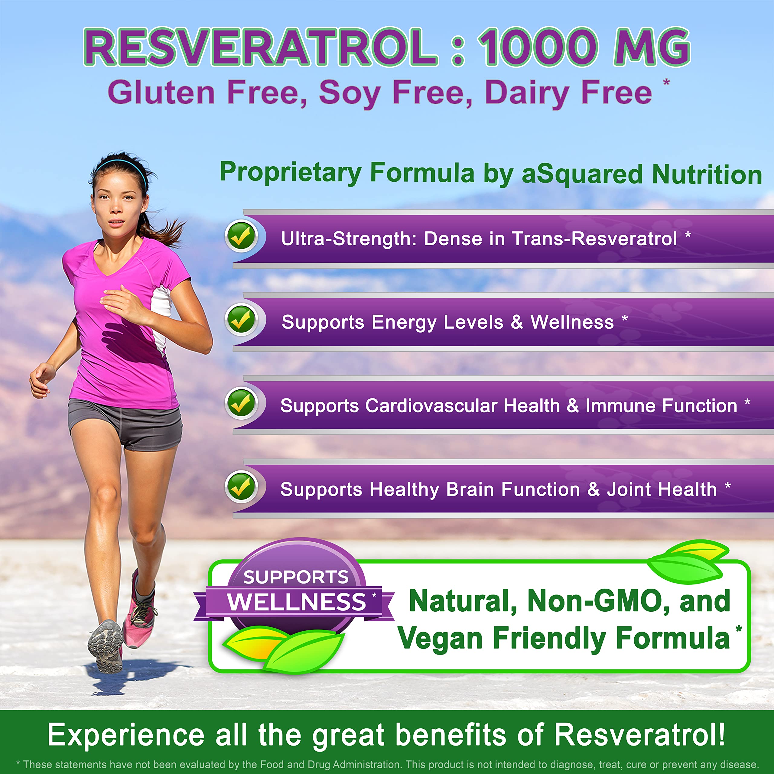 100% Natural Resveratrol - 1000mg Per Serving Max Strength (180 Capsules) Antioxidant Supplement, Trans-Resveratrol Pills for Heart Health & Pure, Polyphenols