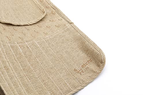 ETCHR Canvas Roll Up Brush Pouch - Brown Paint Brush Holder with Canvas Ties - Paint Tool Roll - Paint Brush Roll Up Case - Art Tool Organizer - Art Brush Roll with Slots and Ties - Paint Brush Case