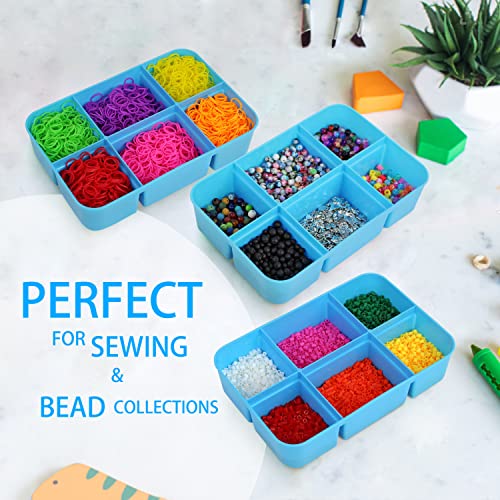 Bins & Things Stackable Storage Container with Organizers - 2 Trays - Blue - Craft Storage / Craft Organizers and Storage - Bead Organizer Box / Art Box Organizer - Art Storage Box & Craft Box Organizer