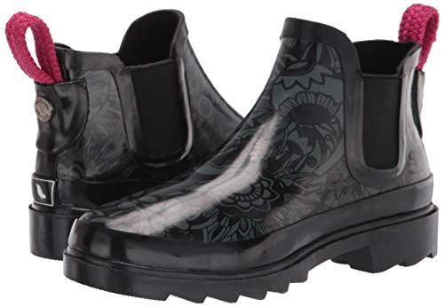 Sakroots Women's Boot, Rain Bootie, Rainboot Chelsea, Black Spirit Desert, 6