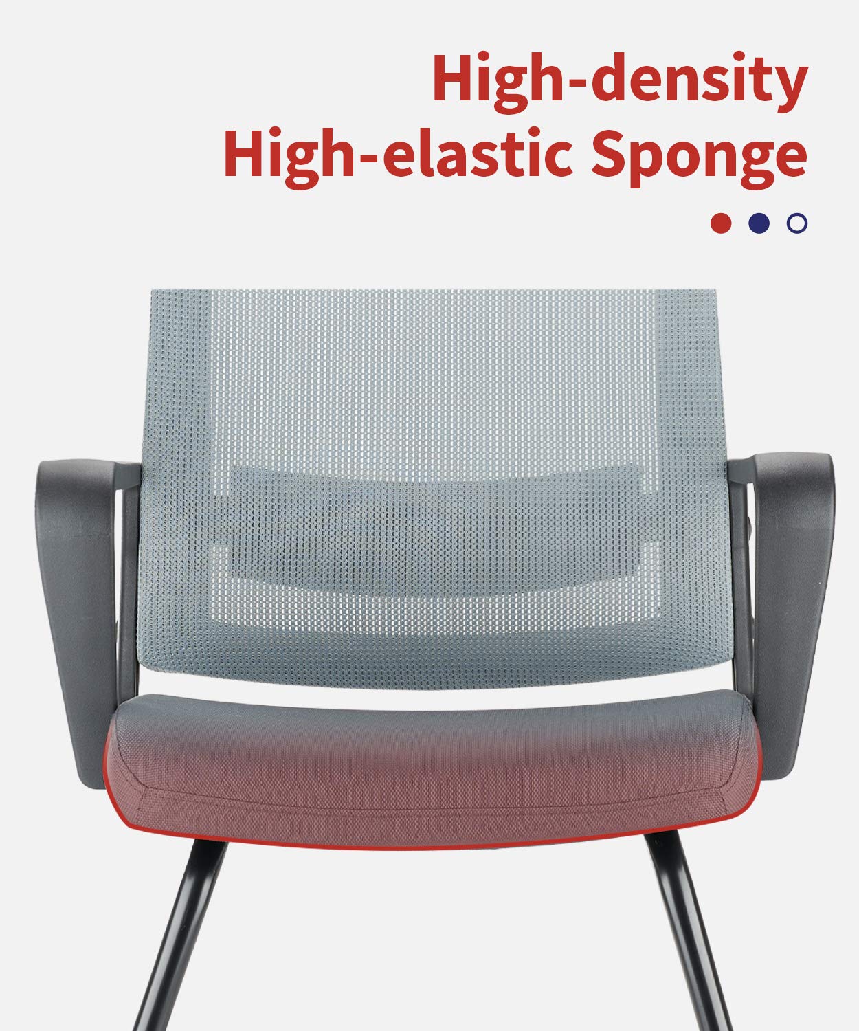 CLATINA Office Guest Chair with Sled Base and Lumbar Support, Ergonomic Mid-Back Mesh Chair Without Wheels, Executive Reception Chair for School Church Conference Wait Room, Grey (1 Pack)