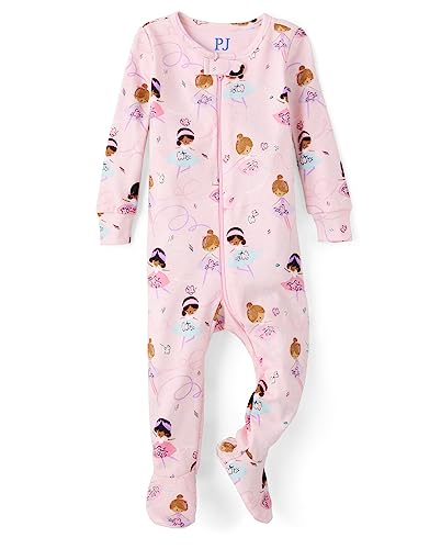 The Children's Place,and Toddler Snug Fit 100% Cotton Zip-Front One Piece Footed Pajama,CAMEO,12-18 MONTHS