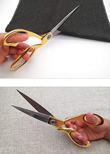 Stainless Steel Sharp Tailor Scissors for Clothing Dressmaking Shears Fabric Craft Cutting Adjustable Kitchen Scissors, Gold (9.5'')