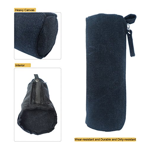 Enyuwlcm Heavy Canvas Stationery Simple Small Pencil Case and Durable Black Pencil Pouch Bag with Handmade Zipper Set of 2