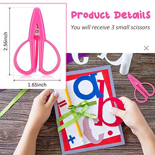 3 Pieces Mini Scissor Travel Scissors Tiny Small Scissors Portable Snips Scissors for Sewing Craft Scissors with Cover for Women Girls Embroidery Fabric Thread, 2.56 x 1.65 Inch, Pink