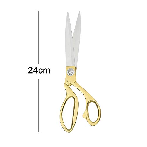 Stainless Steel Sharp Tailor Scissors for Clothing Dressmaking Shears Fabric Craft Cutting Adjustable Kitchen Scissors, Gold (9.5'')