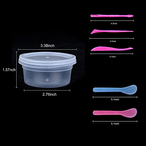16 Pack 4.5 oz Slime Storage Containers for Slime, Foam Ball Storage Containers with Lids, 2pcs Mixing Spoon 3pcs Slime Tools for Slime DIY Art Craft Making Homemade