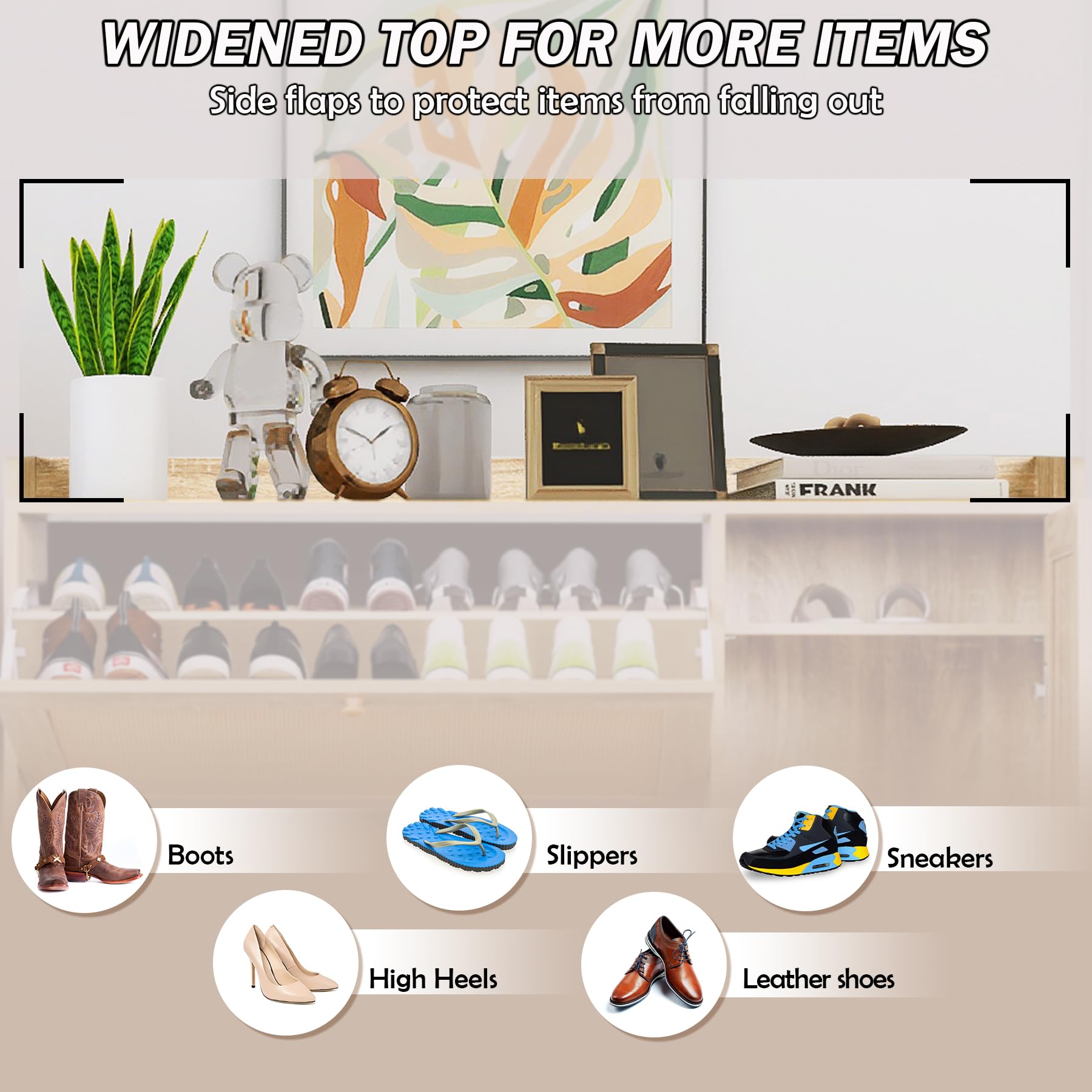 FUQARHY Shoe Cabinet with 3 Flip Drawers & Doors, Modern Slim Shoe Storage Cabinet Free Standing Shoe Organizer Shoe Rack for Boot, Sneaker, Entryway Narrow Shoe Storage for Hallway Living Room