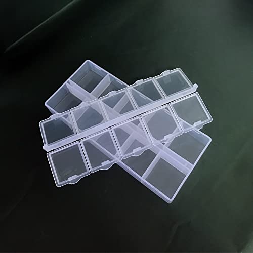 ZAYOIZY 3pack Plastic Jewelry Organizer Box with Dividers Clear Bead Storage Case Container 10-Grid Little Single Lid for Organizing Earring/Rings/Crafts/Hardware/Rubber Bands, 5.2'' x 2.3'' 0.78''