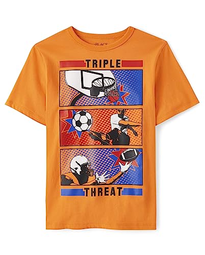 The Children's Place,Short Sleeve Sports Graphic T-Shirt,Carrot Stick,Medium (7/8)