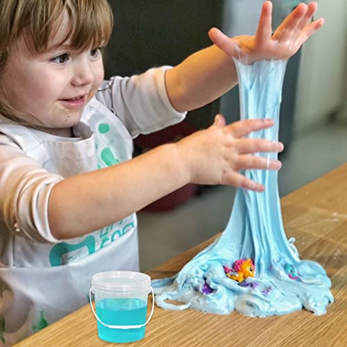 50 PCS 10 oz Slime Containers with Lids and Handles, Plastic 300ml Storage Bucket Containers, Clear Slime Storage Case for Slime DIY Art Craft, Pigment, Small Tools, Part Material
