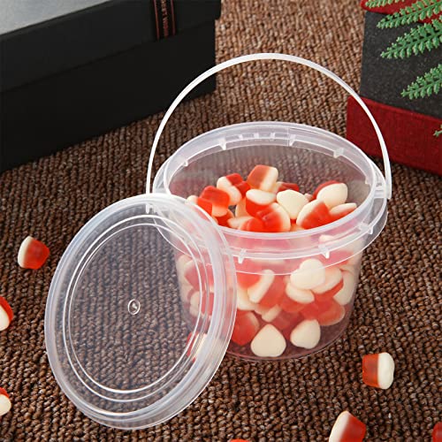 50 PCS 10 oz Slime Containers with Lids and Handles, Plastic 300ml Storage Bucket Containers, Clear Slime Storage Case for Slime DIY Art Craft, Pigment, Small Tools, Part Material