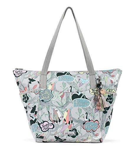 Sakroots Eco-Twill Tacoma Tote, Lt. Grey Peace Print